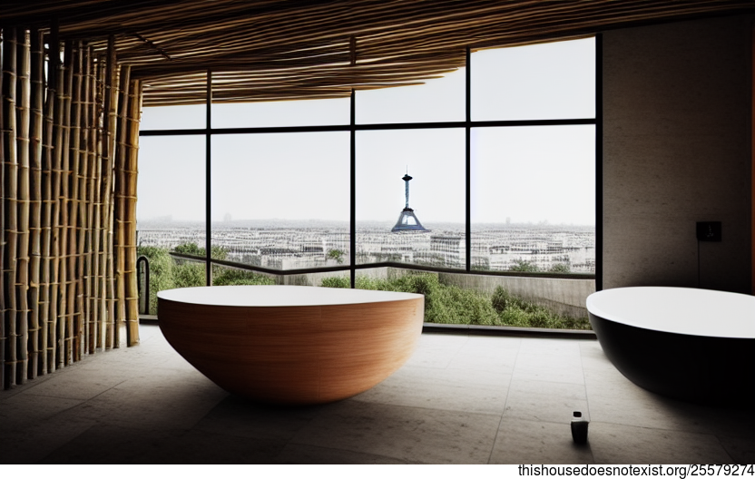 A Modern Architecture Home Interior Design with a View of the Night Sky ...