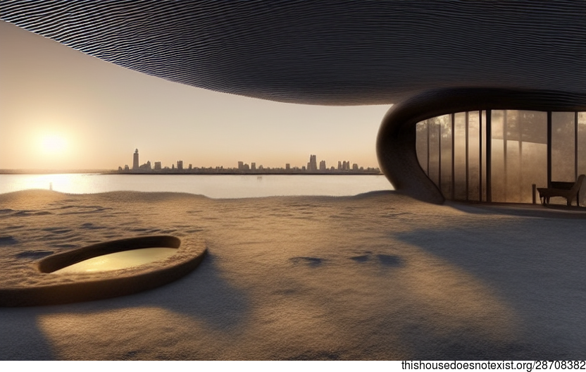 A Modern Architecture Home with an Exposed Curved Biochar Facade in ...