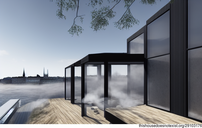 Biology-inspired architecture designed house exterior with the beach in ...