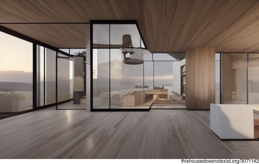 A Modern Architecture Home with an Exposed Interior and Sunset Views ...