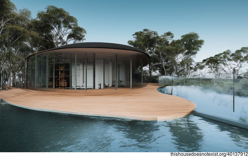 A modern architecture home with a view of the beach and steaming hot ...