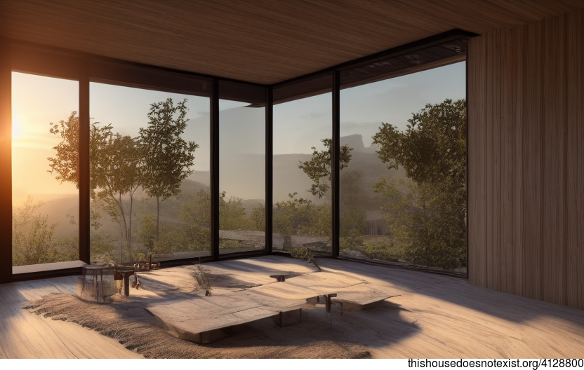 A modern architecture home that is designed to take in the sunset, with ...