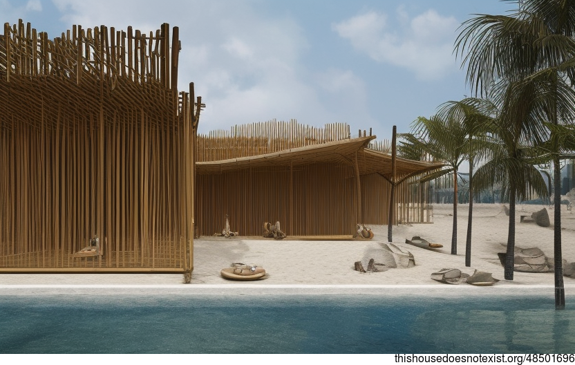 The Tribal House Exterior With Exposed Rectangular Glass and Bamboo ...