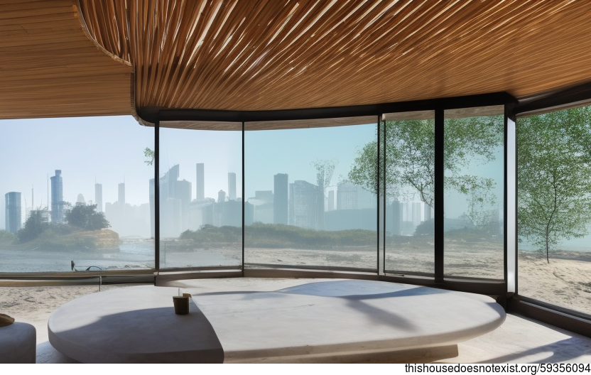 Beach House in Beijing with Steamy Hot Jacuzzi and Exposed Curved Glass ...