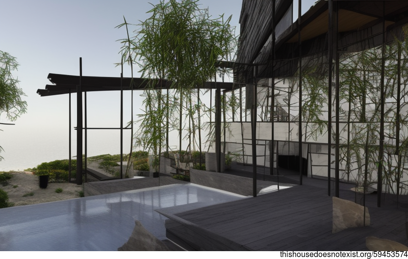 A Modern Architecture Home with Hanging Plants and an Onsen ...