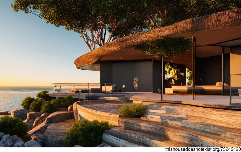 Maximalist House on the Beach with Exposed Curved Bejuca Wood, Rocks ...