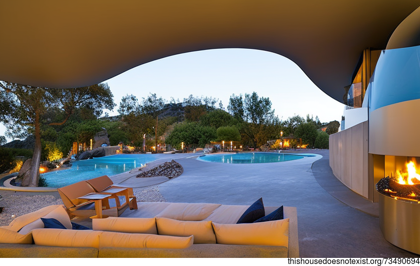 A Modern Maximalist Home With an Exposed Curved Glass Facade and ...